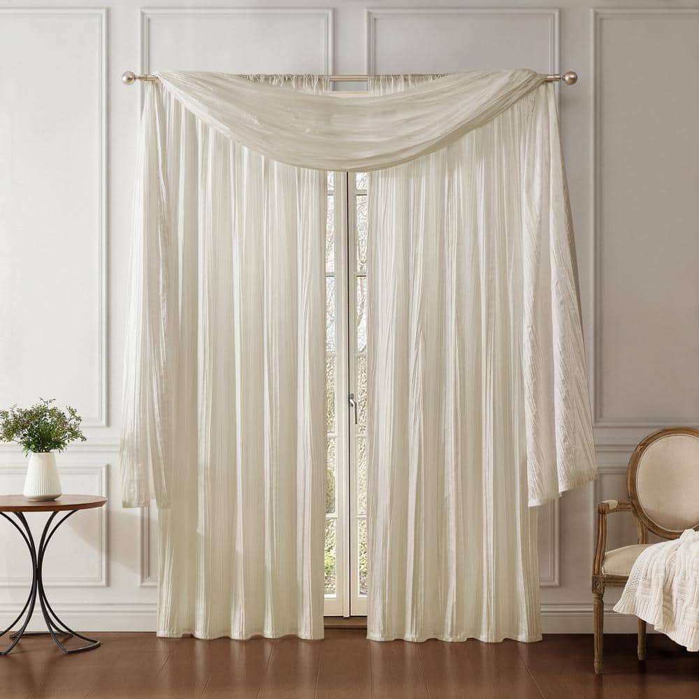 Elrene Athena Ivory Faux Silk 52 in. W x 95 in. L Rod Pocket Light ...