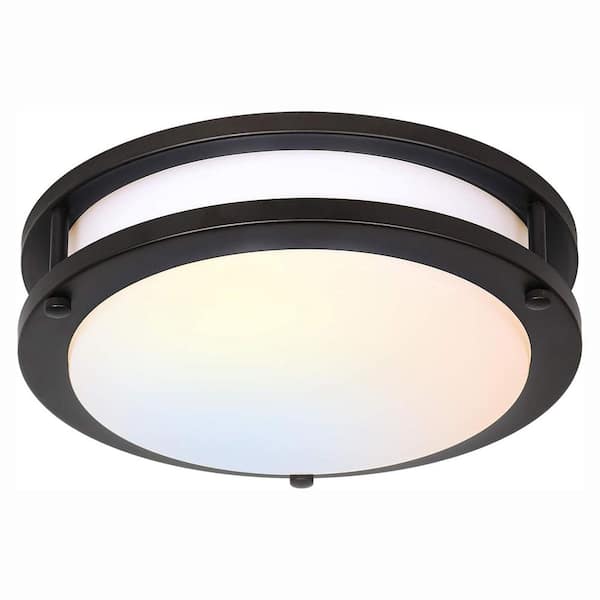 13 in. Oil-Rubbed Bronze Integrated LED Ceiling Light Fixture Flush ...