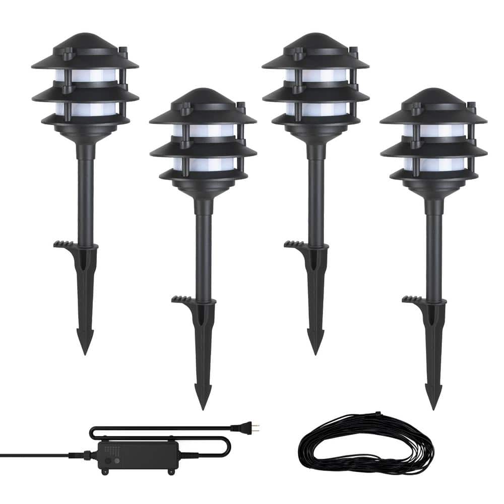 Hampton Bay Elmore 18 Lumen Low Voltage Black Hardwired Integrated LED ...