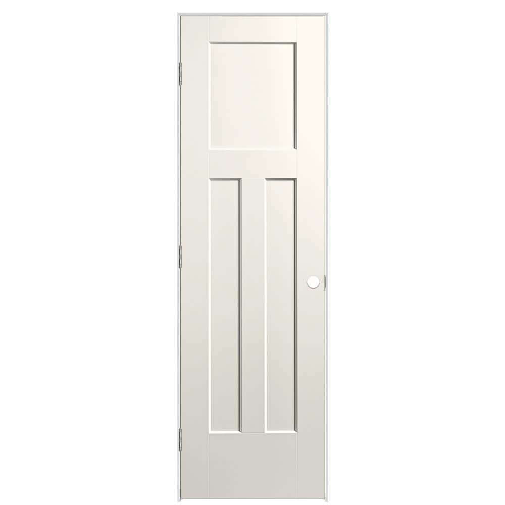 Masonite 24 in. x 80 in. 3-Panel Winslow Right-Hand Hollow Core Ivory ...