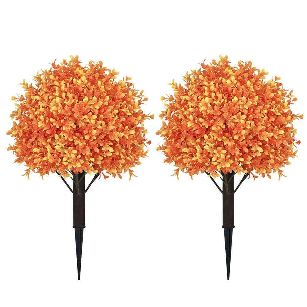 HOYMN 2 ft. Artificial Boxwood Ball Topiary Tree Autumn Fall Outdoor ...
