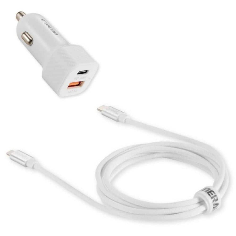Emerald 2 Port Car Adapter + 6FT Lightning Cable 20W Fast Charging CAR ...