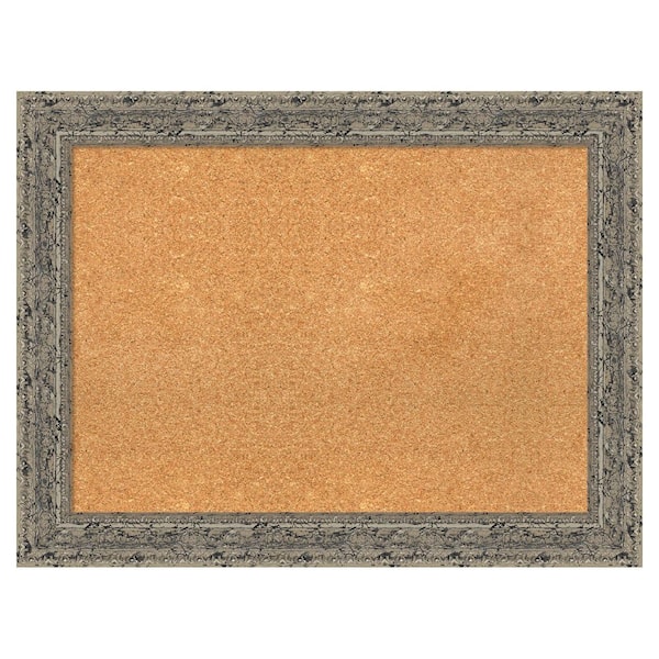 Amanti Art Attic Aged Silver 33 in. x 25 in., Wood Framed Natural Cork ...