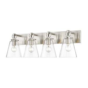 Casa 36.5 in. 4-Light Brushed Nickel Vanity Light with Brushed Nickel ...