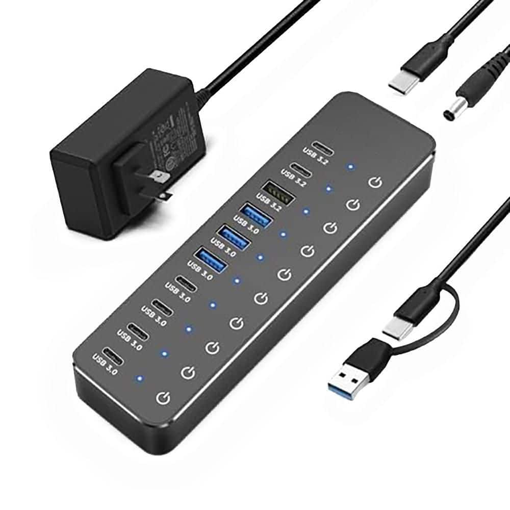 Lukyamzn 10 Port Powered USB 3.2 USB C Hub Splitter 60W / 3 x 10 Gbps ...
