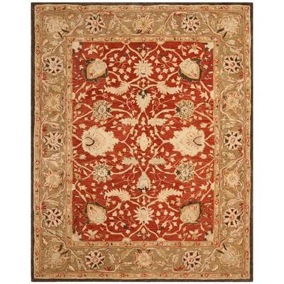 SAFAVIEH Anatolia Rust/Green 9 ft. x 12 ft. Border Area Rug AN512G-9 ...