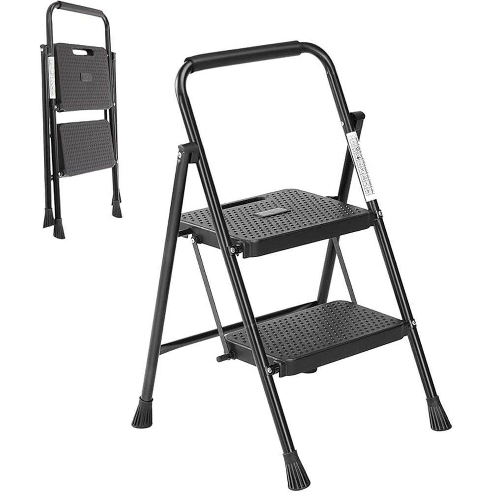 Miscool Avex 2-Step 3 ft. Reach Height Metal Folding Step Ladder with ...
