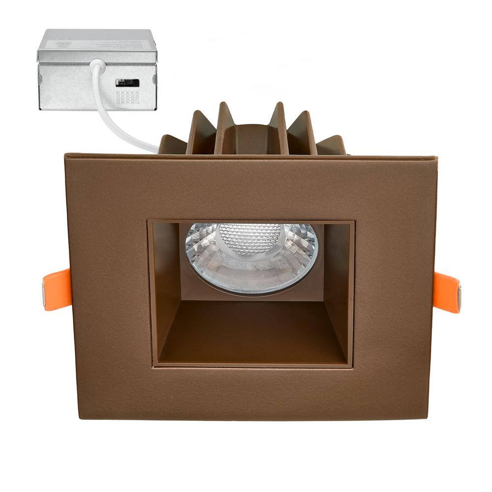 Maxxima 4 in. Slim Square Recessed Anti-Glare LED Downlight, Bronze ...