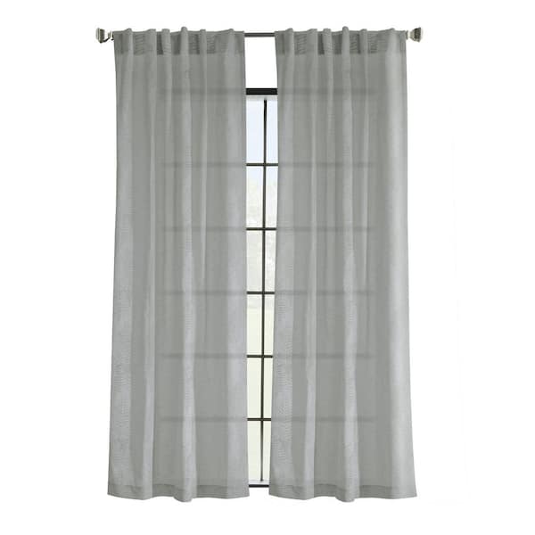 Habitat Trenton Grey Polyester Faux Linen 52 in. W x 84 in. L Dual ...