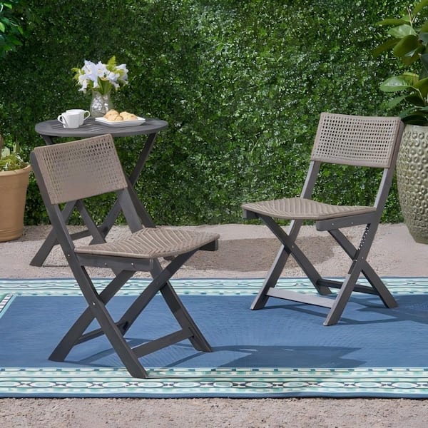IALTRUISTIC Patio Rattan Dining Chairs Outdoor Wicker Foldable Bistro ...