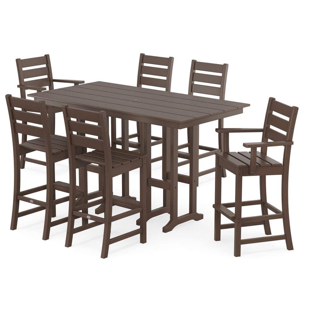POLYWOOD Grant Park Mahogany 7-Piece HDPE Plastic Farmhouse Bar Set ...