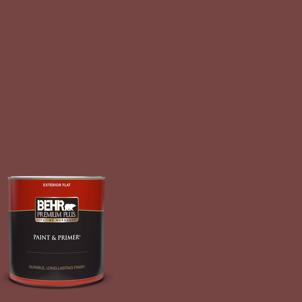 BEHR PREMIUM PLUS 1 qt. #S130-7 Cherry Cola Flat Exterior Paint ...