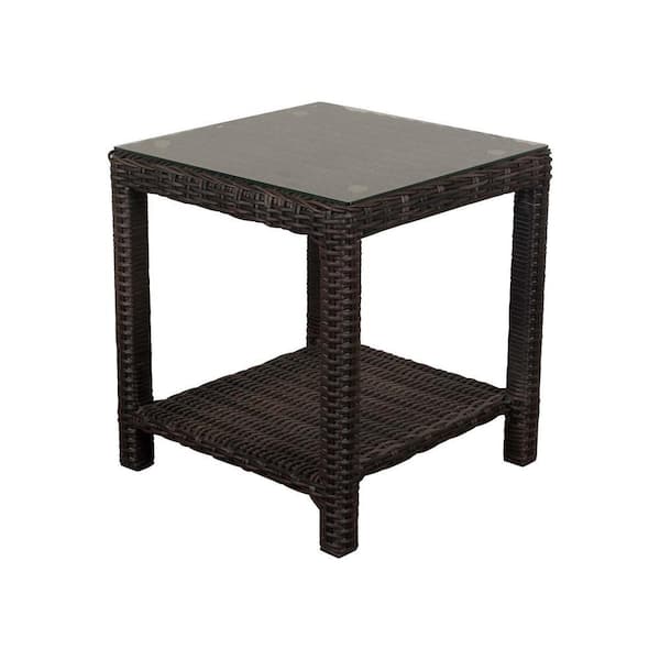Courtyard Casual Cheshire End Table Glass Top 5805 - The Home Depot