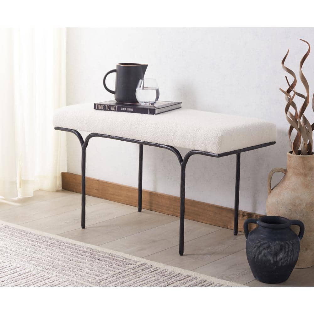 SAFAVIEH Marvin Ivory/Black Entryway Bench 36 in. SFV9529B - The Home Depot