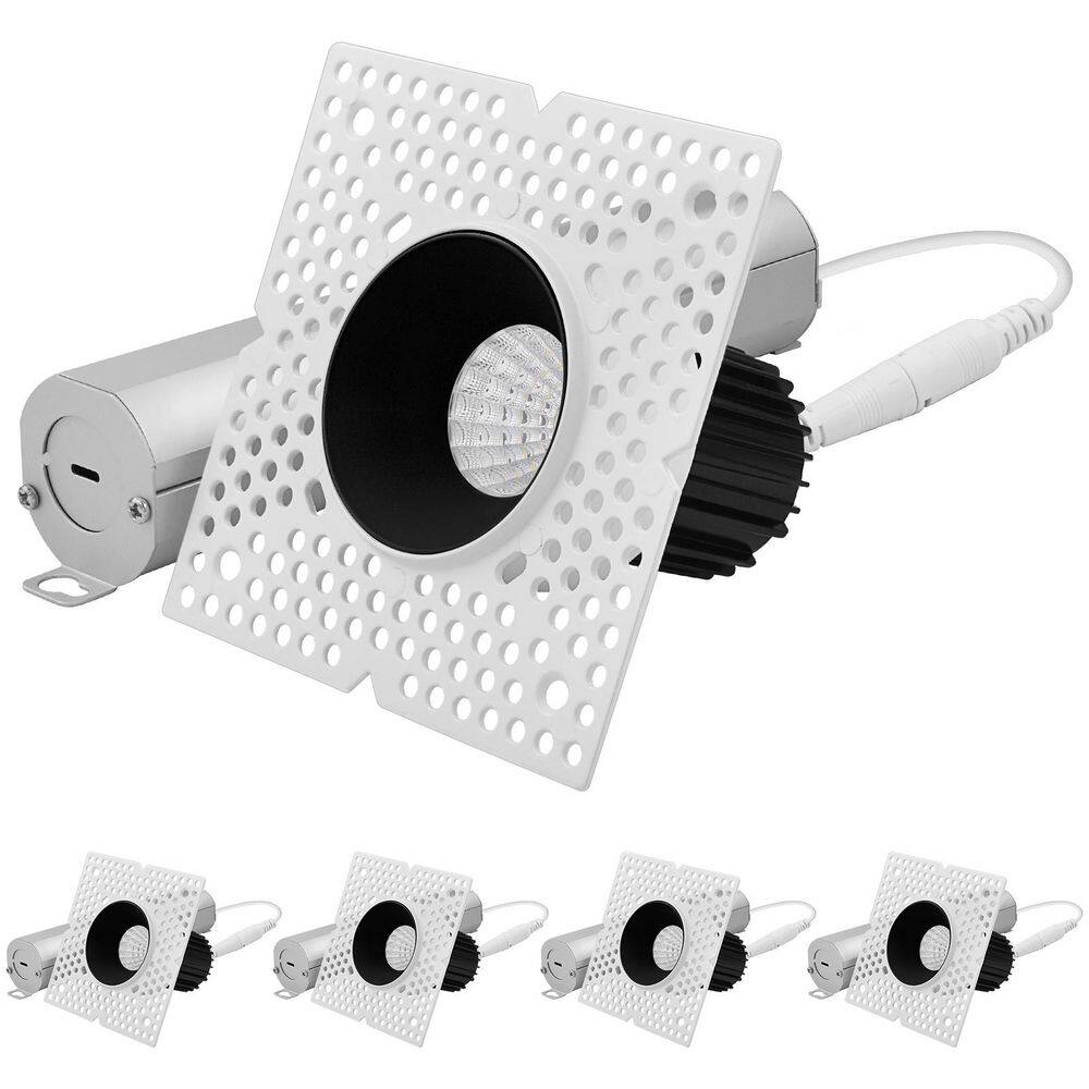 LUXRITE 1 in. Integrated LED Recessed Light Trimless with Black Trim ...