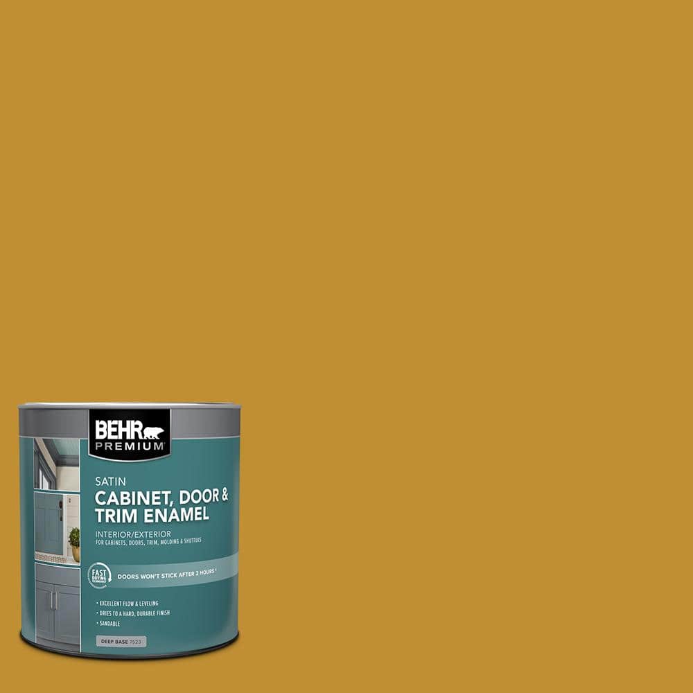 BEHR PREMIUM 1 qt. #M290-7 Turmeric Satin Enamel Interior/Exterior ...