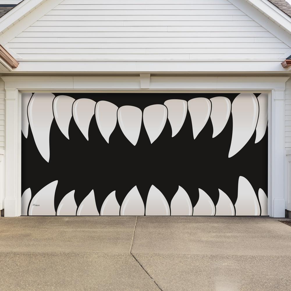 My Door Decor 7 ft. x 16 ft. Scary Teeth Halloween Garage Door Decor ...