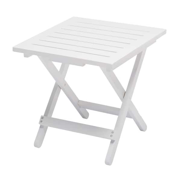 Hngilkoo White Wood Folding Patio Side Table Outdoor Small End Portable ...