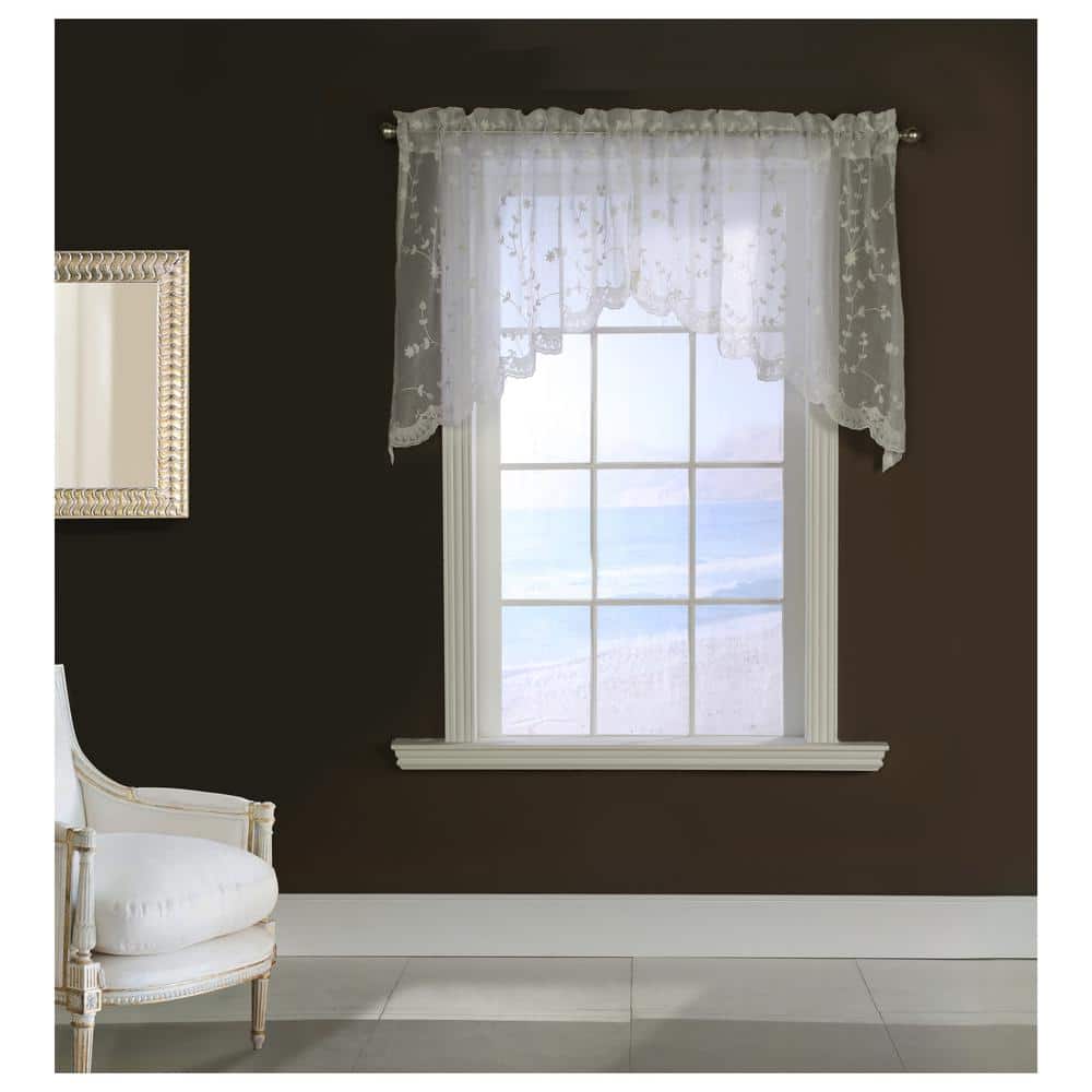 Habitat Grandeur White Pole Top Swag Window Valance - 80 in. W x 36 in ...
