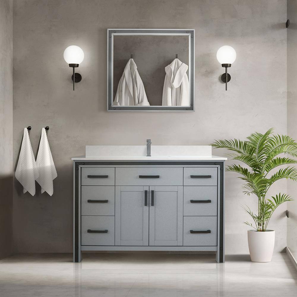Lexora Ziva 48 in W x 22 in D Dark Grey Bath Vanity, Cultured Marble ...