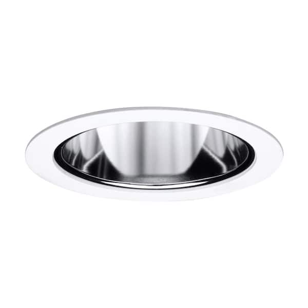 HALO 4 in. Satin White Recessed Ceiling Light Cone Trim with Specular ...