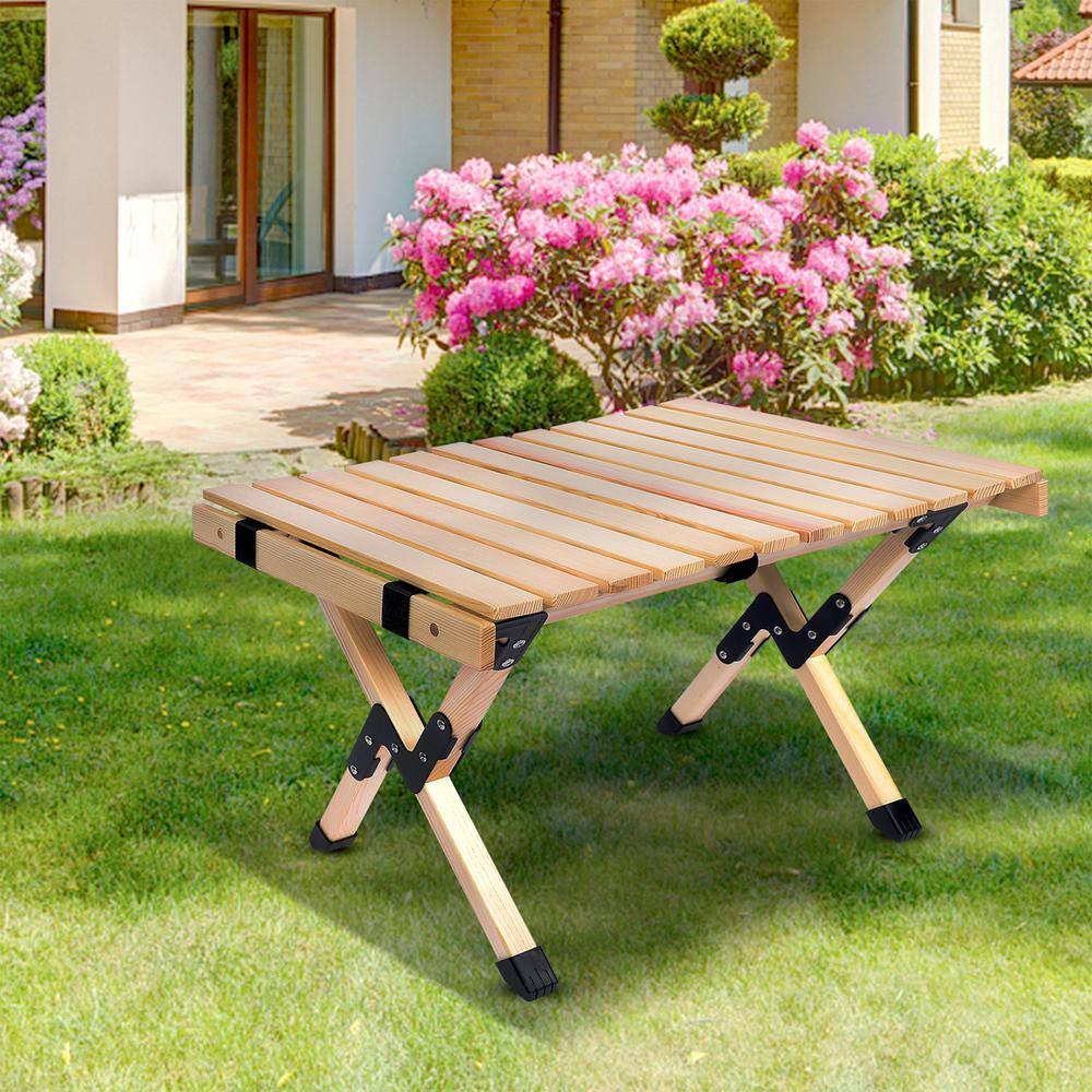 GOGEXX 23 in.L x 15in.W x 15in.H Folding Wooden Picnic Table with Carry ...