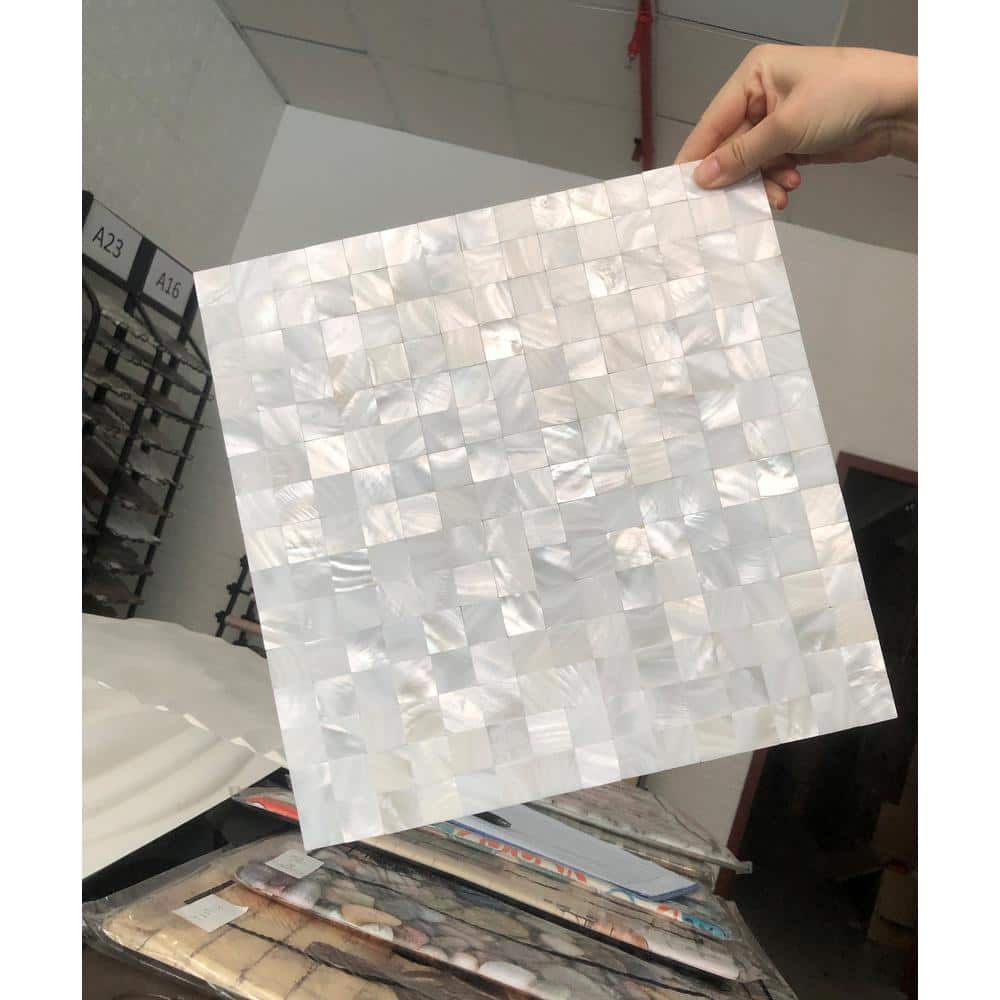 Buy 12 in. x 12 in. Mother of Pearl Shell Mosaic Tile Backsplash in ...