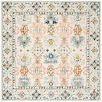 SAFAVIEH Aspen Ivory/Blue 7 ft. x 7 ft. Square Floral Geometric Border ...