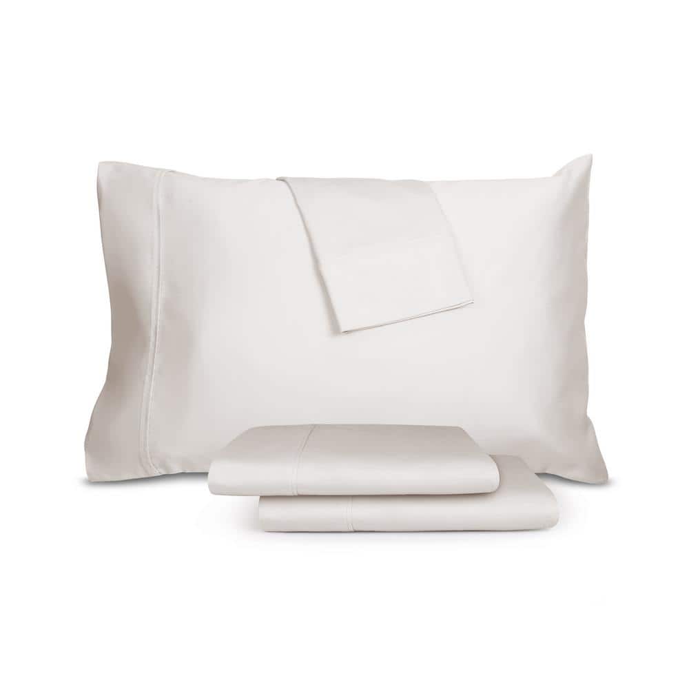 CELLIANT Infrared Wellness 4-Piece Solid Cotton Blend Queen Chalk Sheet ...