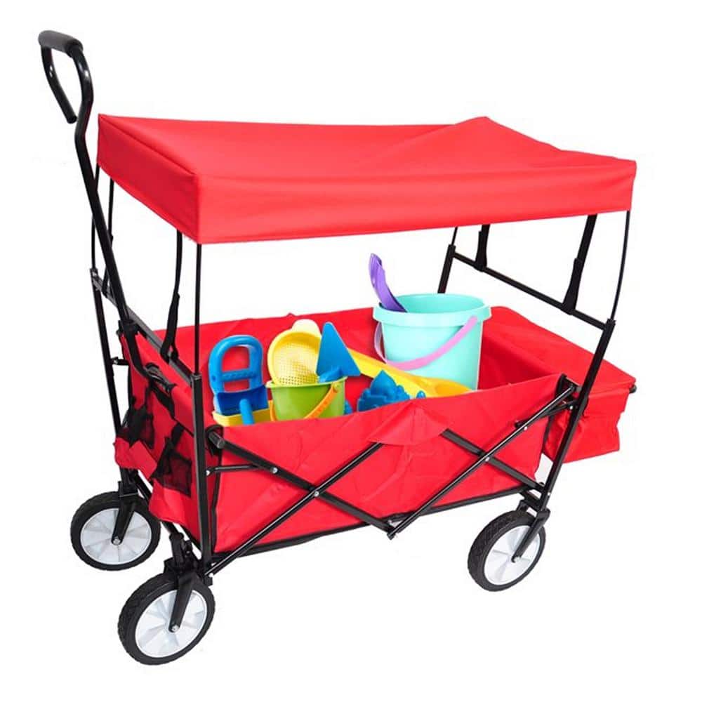 Sungrd Red Collapsible 4.25cu.ft. Folding Outdoor Wagon Cart 600D ...