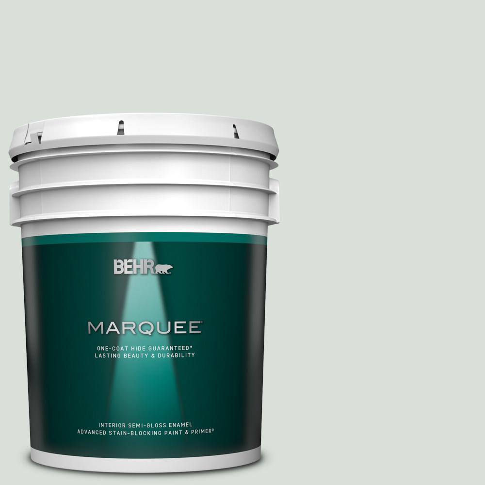 BEHR MARQUEE 5 gal. #N420-1 Juniper Breeze Semi-Gloss Enamel Interior ...
