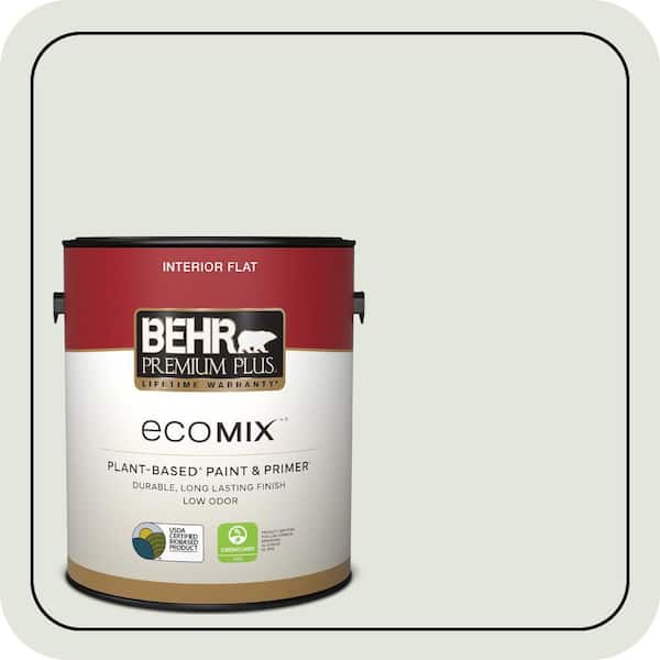BEHR PREMIUM PLUS 1 gal. #BL-W06 Whispering Waterfall Flat EcoMix Plant ...