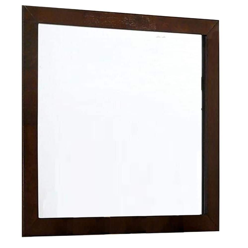 Benjara Ryla Dark Cherry 38 in. W x 38 in. H Square Wood Framed Mirror ...