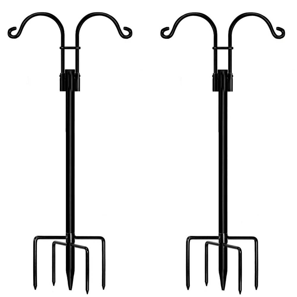Justincity 2.8 in. Black Metal Heavy Duty Double Shepherds Hook with 2 ...