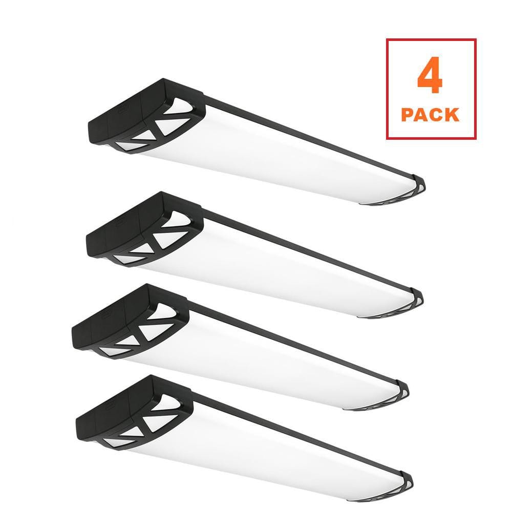 Commercial Electric 4-Pack 4 ft. Matte Black Triangle End Caps 5250LM ...