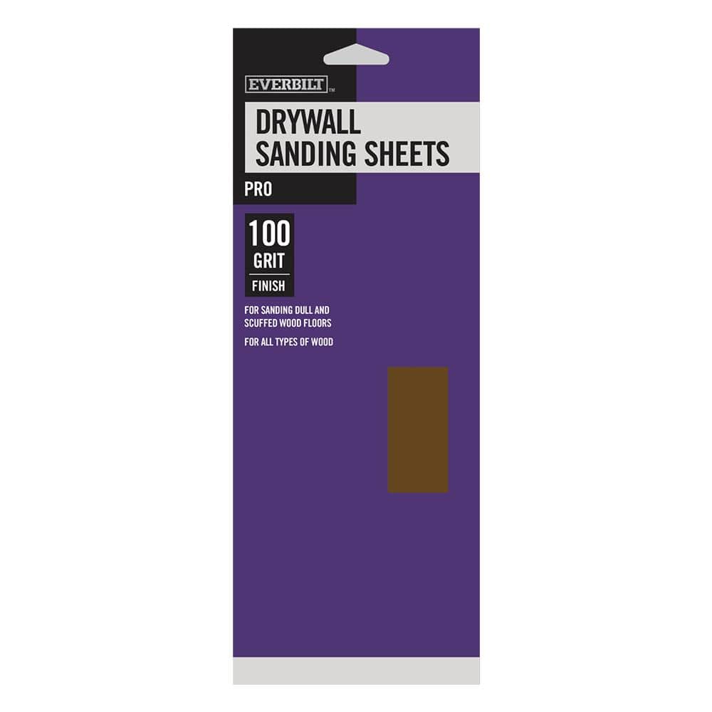 Everbilt 10.2 in. x 14.3 in. Fine 100-Grit Sheet Sandpaper (5-Pack) 22 ...