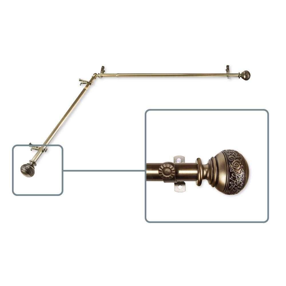 28 in. to 48 in. Adjustable 13/16 in. Corner Window Curtain Rod in ...