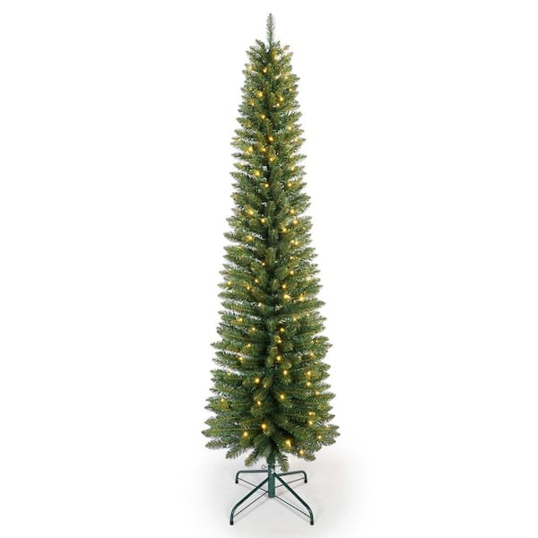Yaheetech Pre-Lit Pencil Artificial Christmas Tree with Incandescent ...