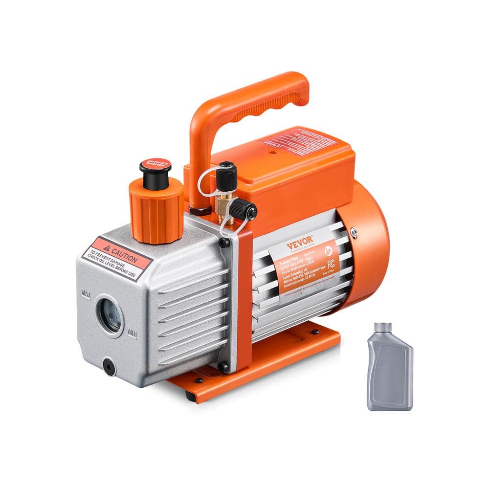VEVOR Vacuum Pump 3.5 CFM HVAC Single Stage Rotary Vane Vacuum Pump for R134a R22 R410a Systems ...