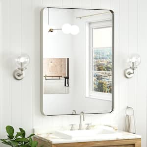 KeonJinn 30 in. W x 36 in. H Rectangular Brushed Nickel Bathroom ...