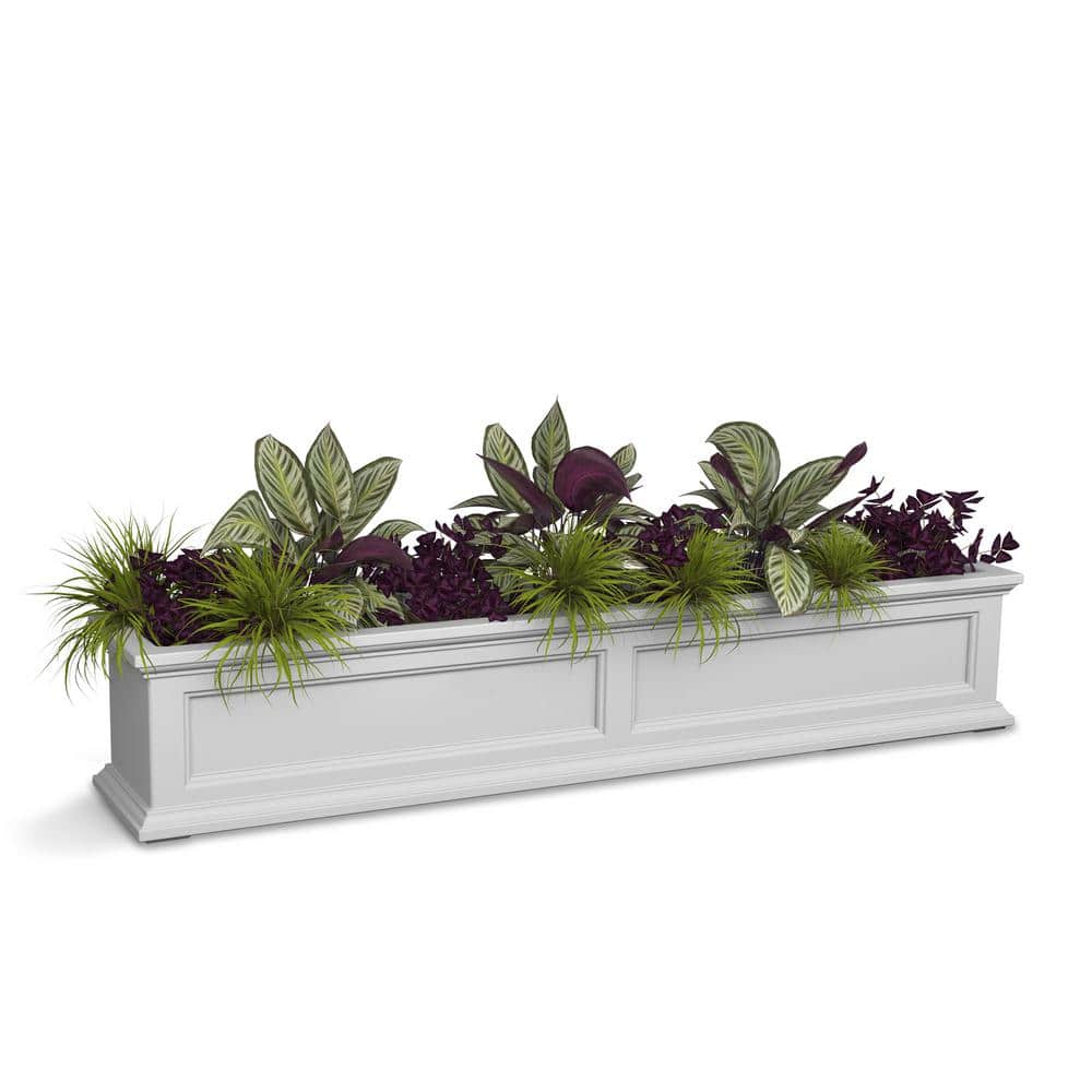 Mayne Fairfield 60 in. x 11 in. Self-Watering White Polyethylene Window ...