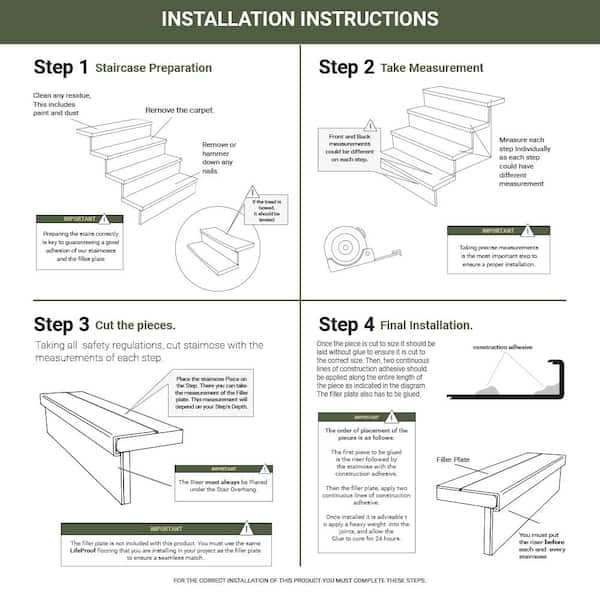 STEPSOLUTION Sterling Oak Stair Tread Molding Square Model - Exact Match for Life Proof Vinyl ...