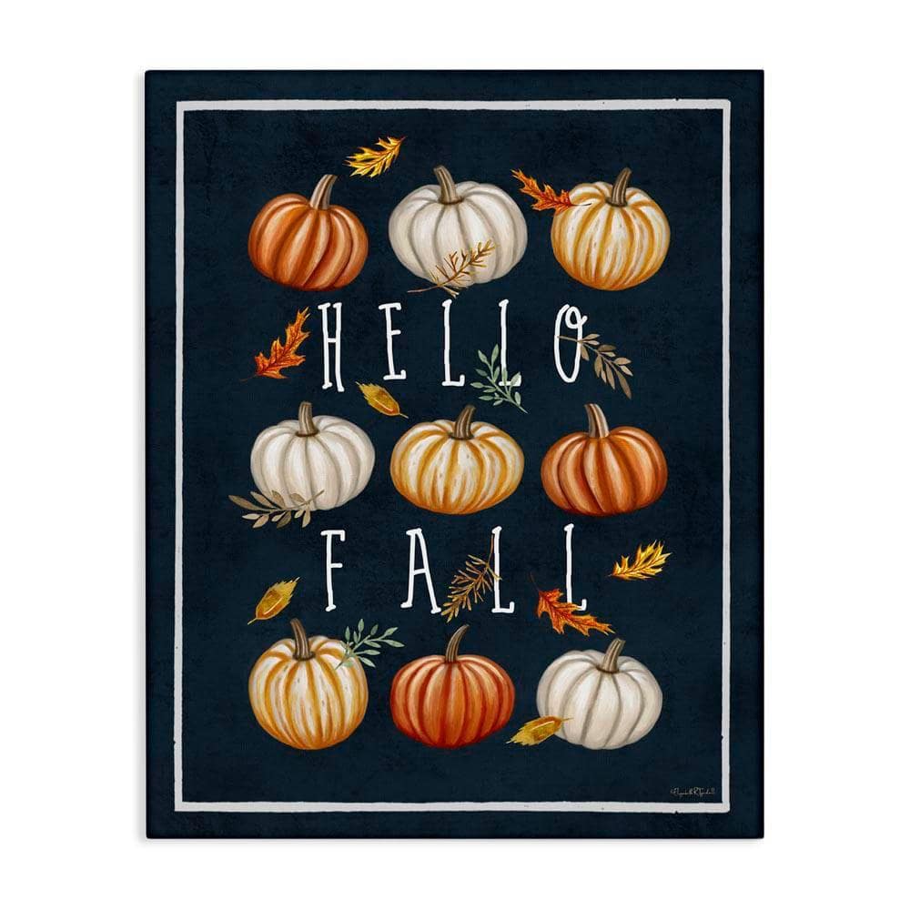 Stupell Industries Hello Fall Mixed Pumpkins by Elizabeth Tyndall ...
