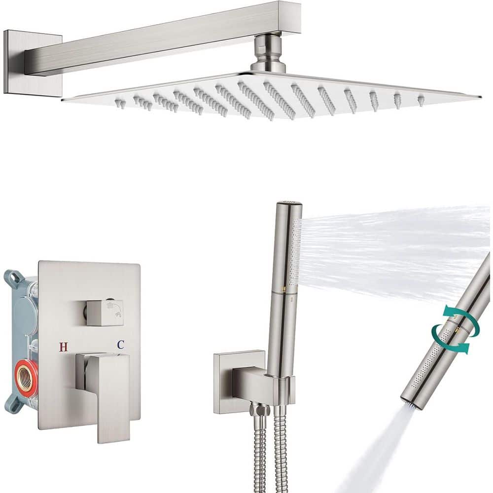 2-Spray 16 in. Dual Shower Head and Handheld Shower Head Wall Mount in ...