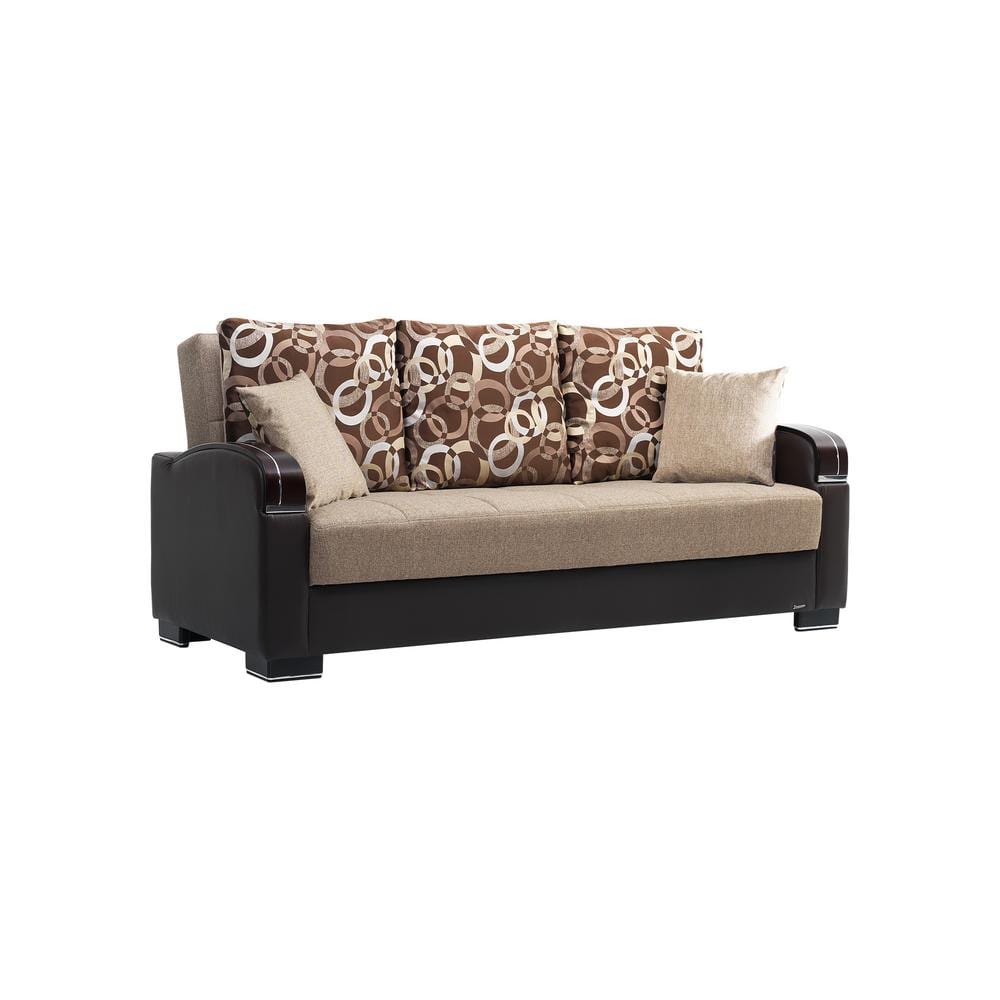 Ottomanson Goliath Convertible 87 in. Brown Chenille 3-Seater Twin ...