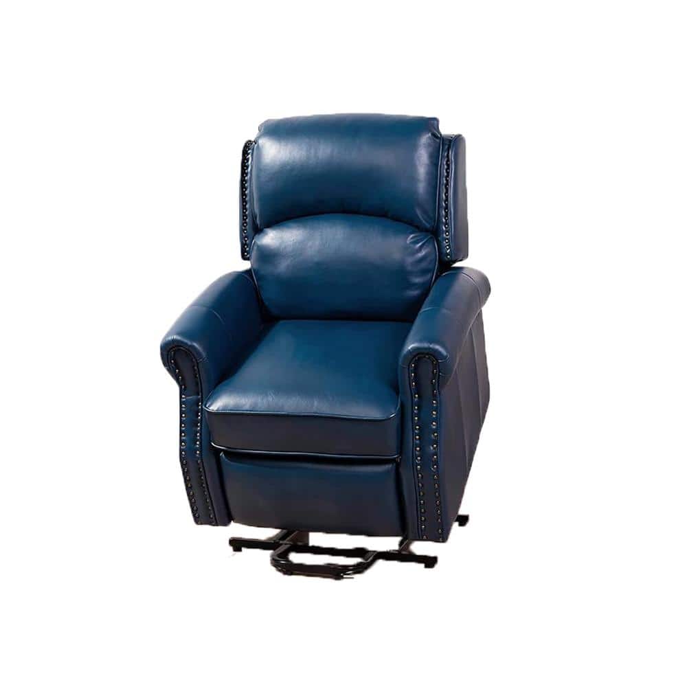 Navy Blue Power Lift Recliner Chair Bonded Leather Upholstered Electric ...