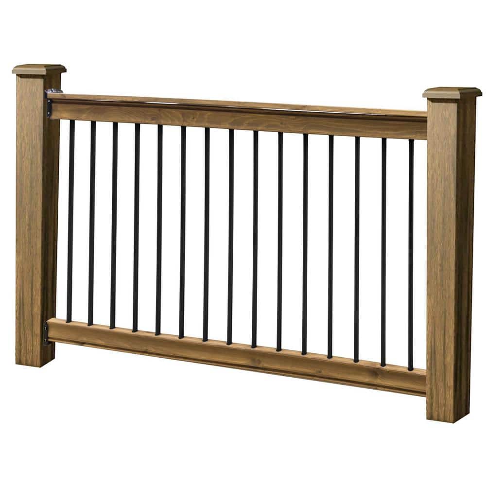 Veranda 37 in. x 6 ft. Brown Wood with Deck Rail Kit PTL edge ...