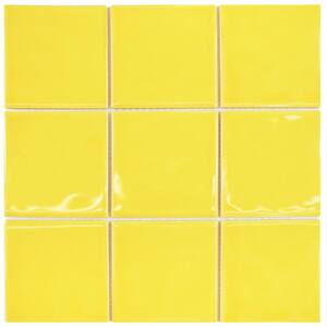 Merola Tile Twist Square Yellow Lemon 6 in. x 6 in. Ceramic Mosaic Take ...