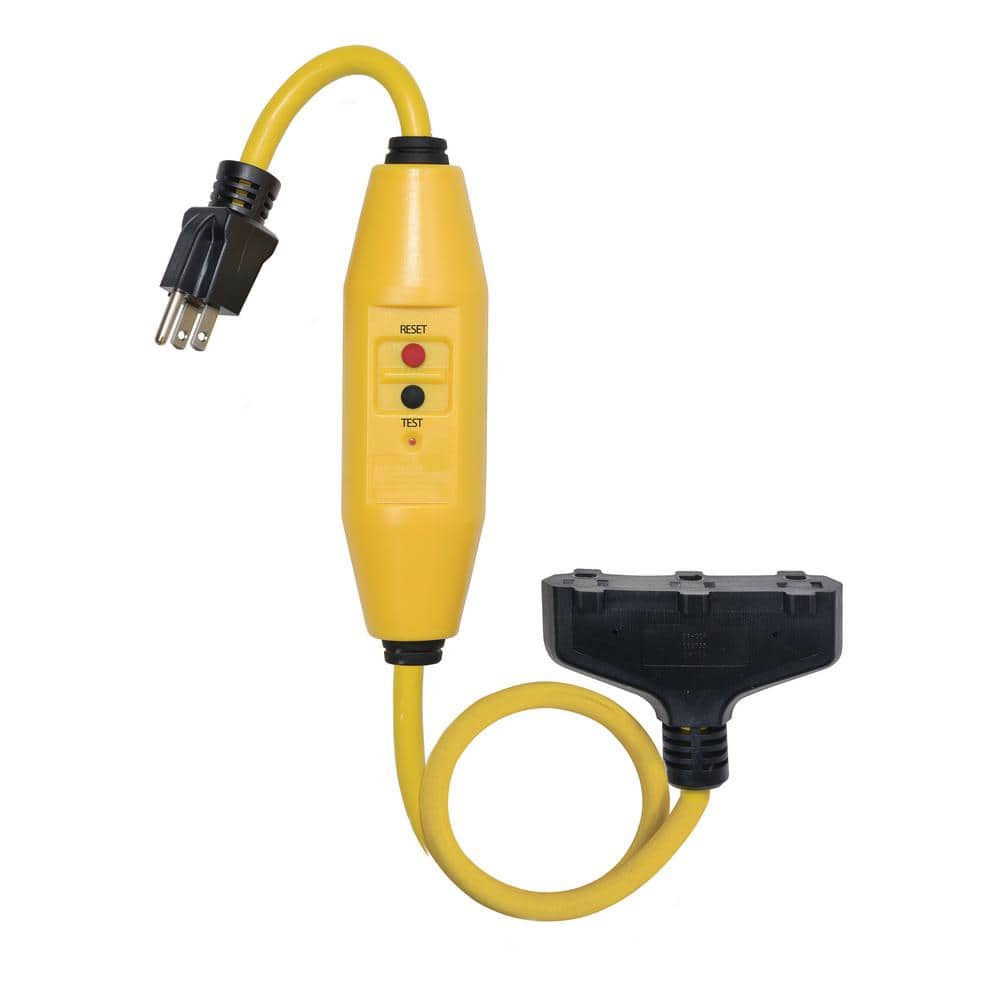 Tower Manufacturing Corporation 2 ft. In-Line GFCI Triple Tap Cord ...