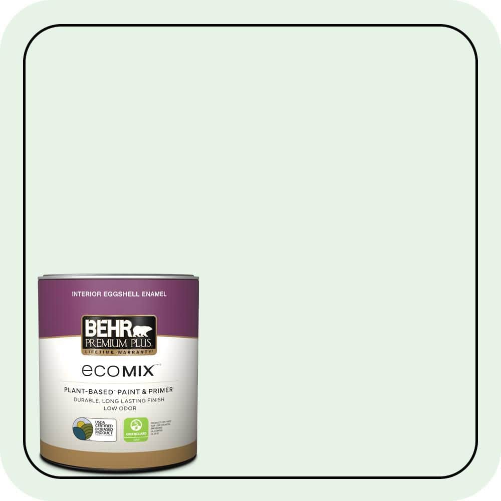 BEHR PREMIUM PLUS 1 qt. #470C-1 Mint Fizz Eggshell Enamel EcoMix Plant ...